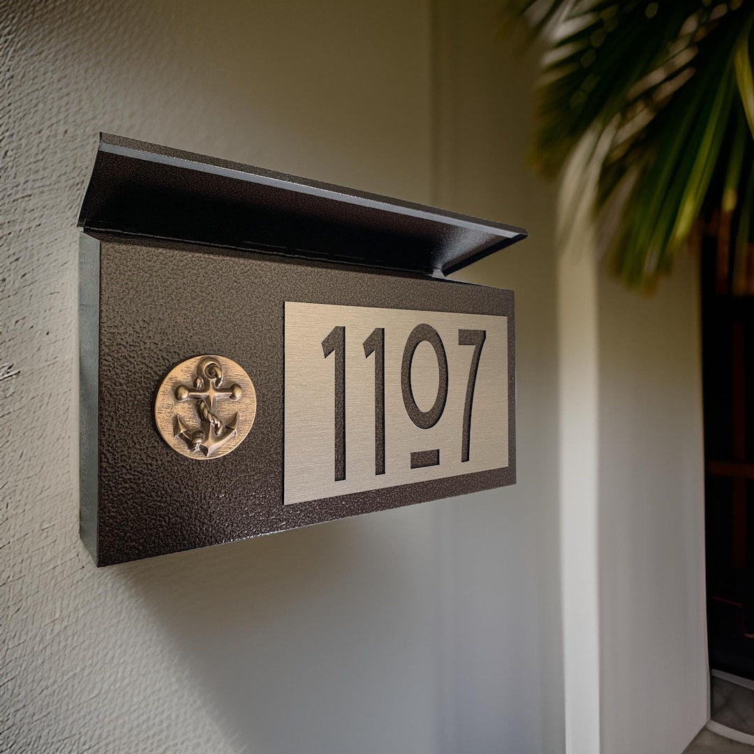 Nautical Boat Anchor Mailbox, Personalized Address Numbers, Coastal ...