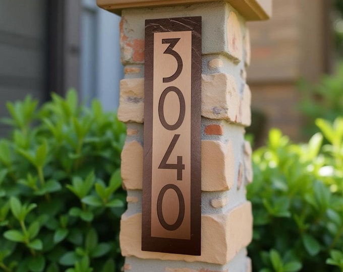 Vertical Stickley Address Sign Engraved House Number. Choice of 3 Sizes ...