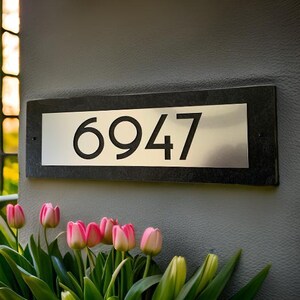 Modern Home Address Sign, Customized House Numbers, Platinum, Bronze or ...
