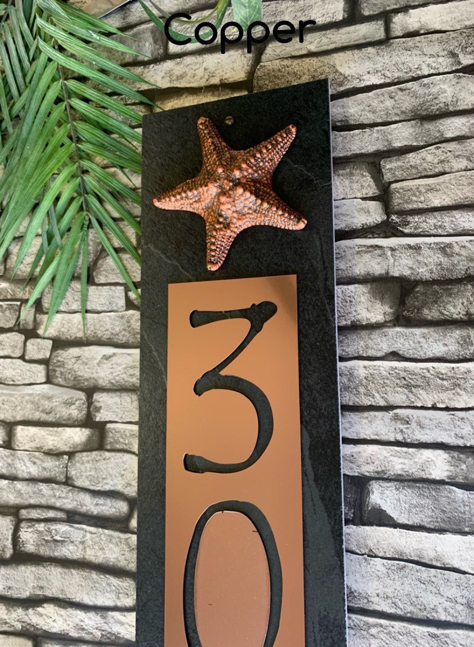STARFISH House Numbers Coastal Home Address Plaque Slate - Etsy