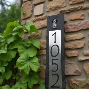 TROPICAL PINEAPPLE House Numbers, Coastal Tropical Vertical Home ...