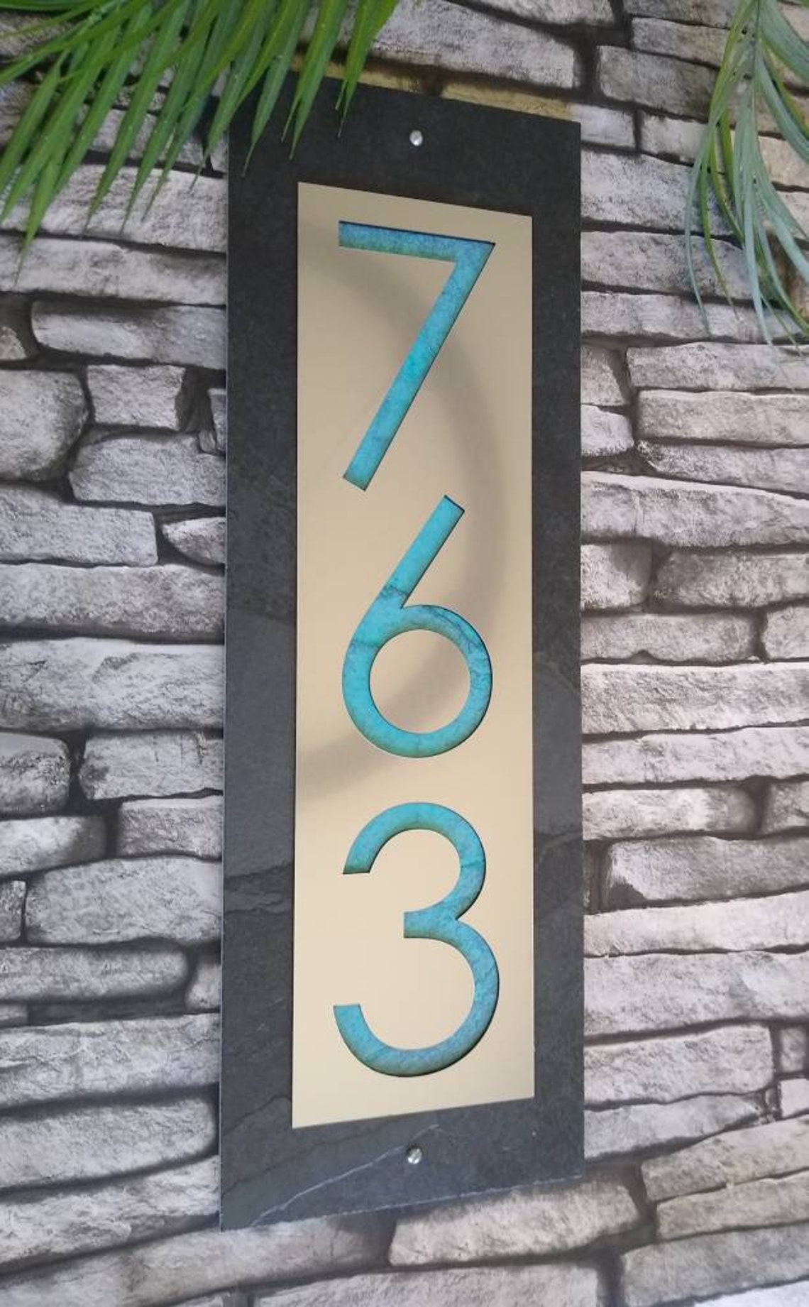 Mid Century Modern Slate House Numbers Customized Vertical - Etsy