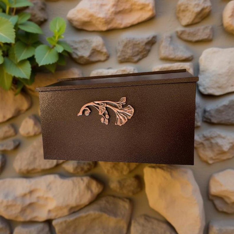 Craftsman Bungalow, Gingko Leaf, Large Mailbox, Hammered Bronze ...