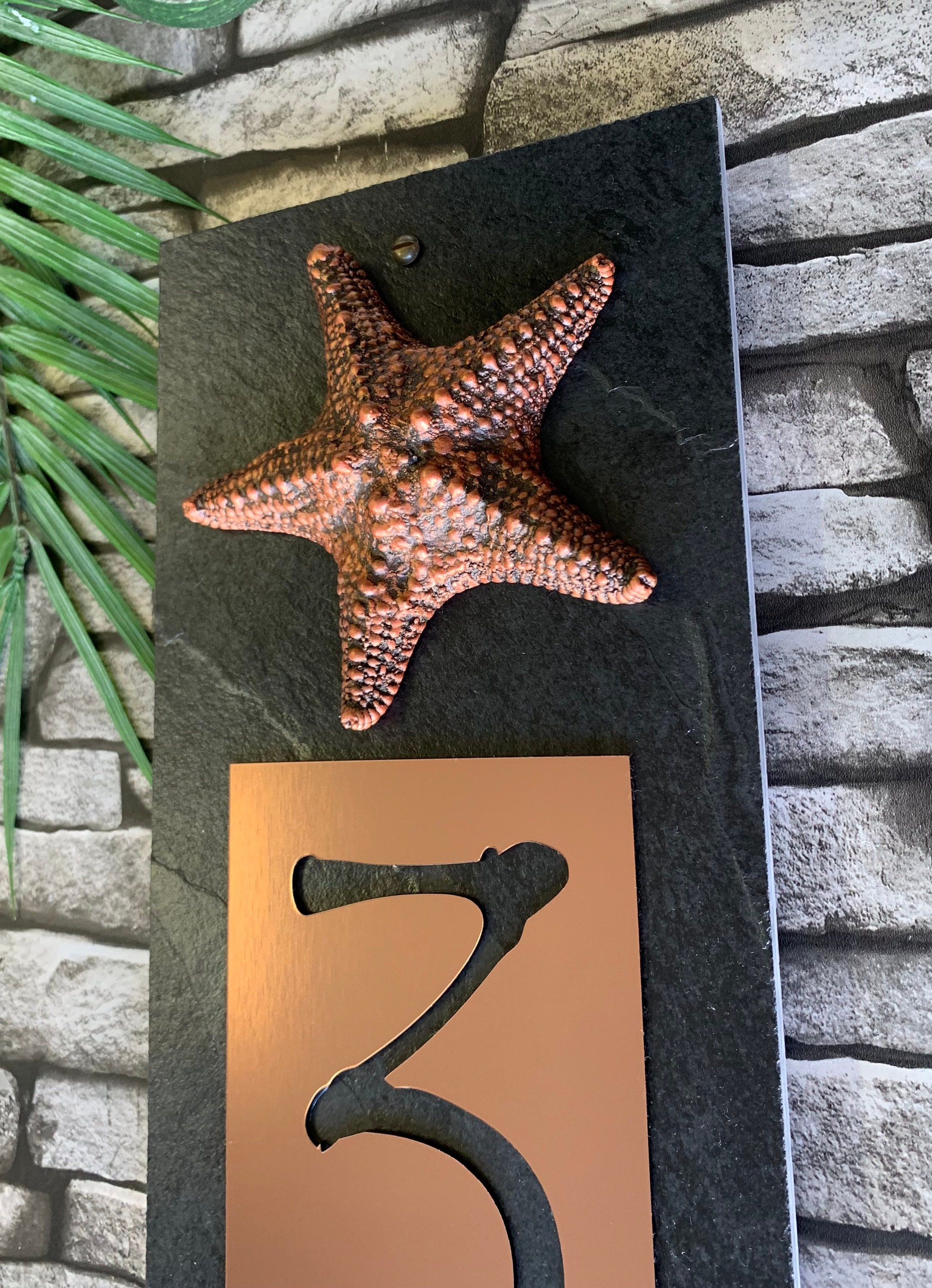 STARFISH House Numbers Coastal Home Address Plaque Slate | Etsy