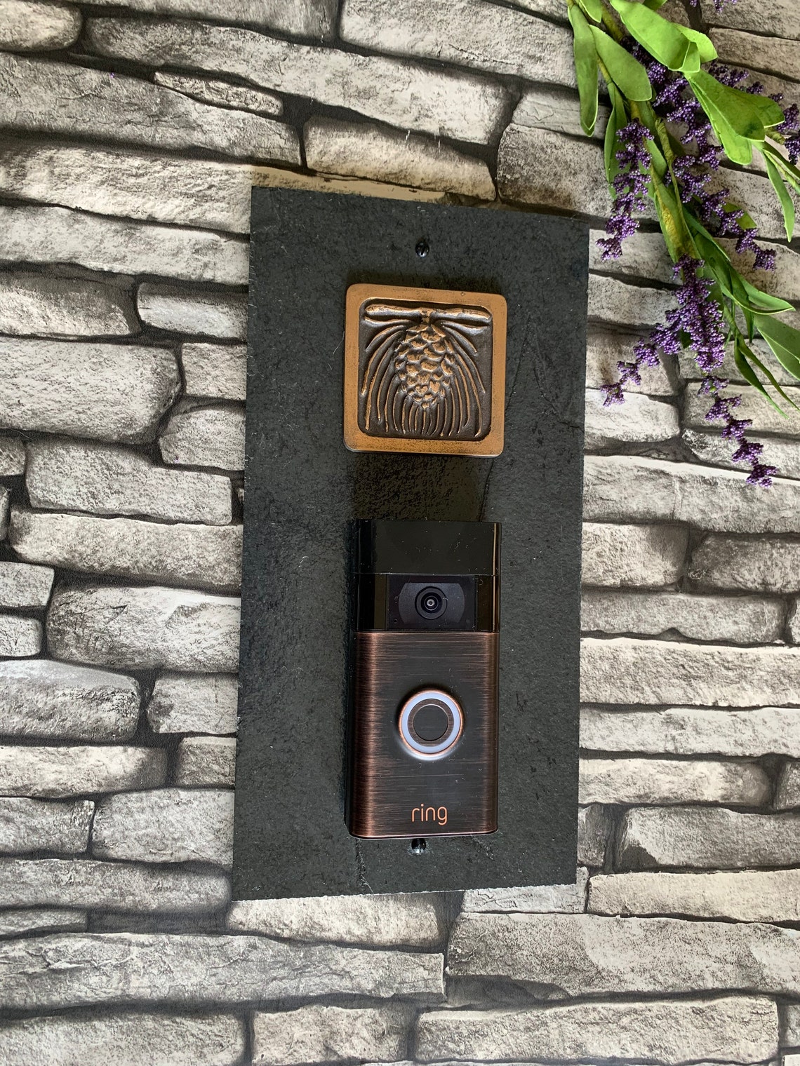 Craftsman Slate Pine Cone Video Doorbell Mounting Plate, Choice of ...