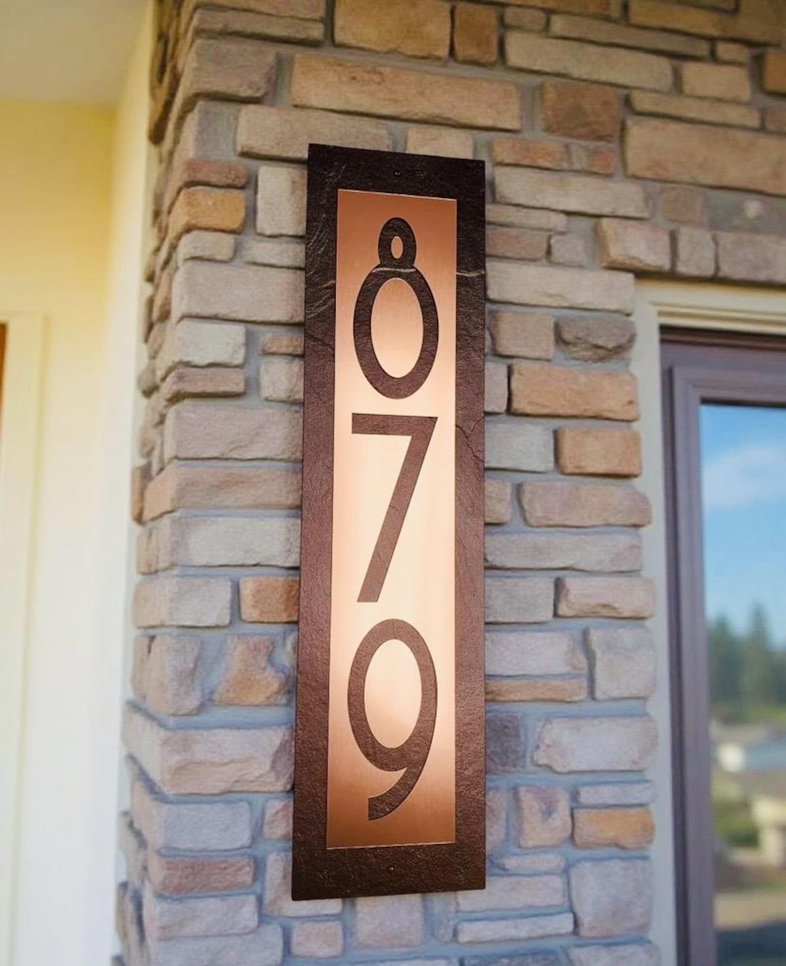 Modern House Numbers, Copper, Bronze or Platinum, Vertical Address ...