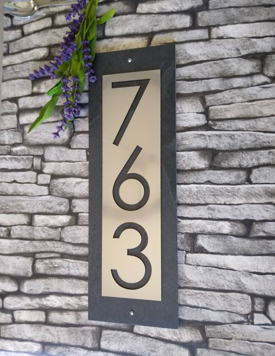 Mid Century Modern Slate House Numbers Customized Vertical - Etsy