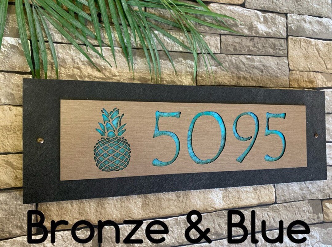 Tropical Pineapple Address Plaque Coastal House Number Sign Custom ...