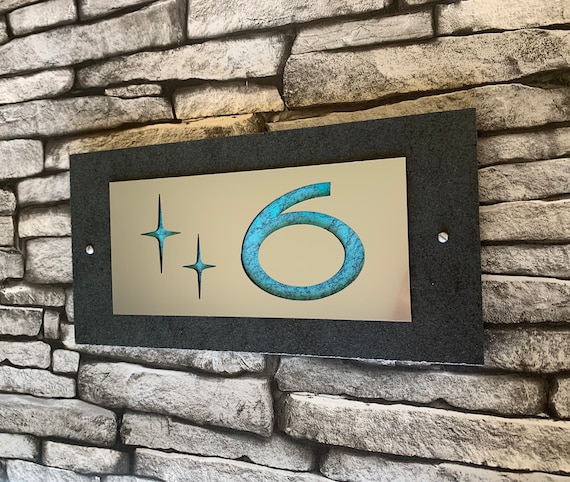 Mid Century Modern HOUSE NUMBERS Atomic Star Address Plaque - Etsy