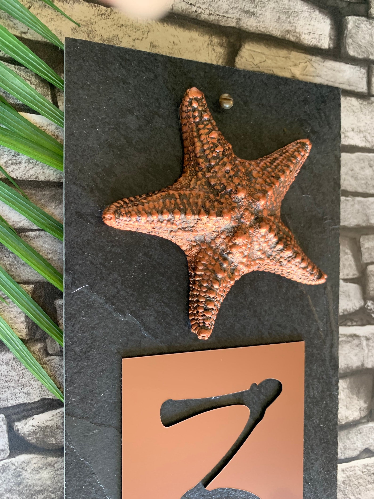 STARFISH House Numbers Coastal Home Address Plaque Slate | Etsy