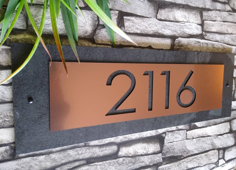 Modern Slate House Number Sign: Metal Apartment Address Plaque - Etsy