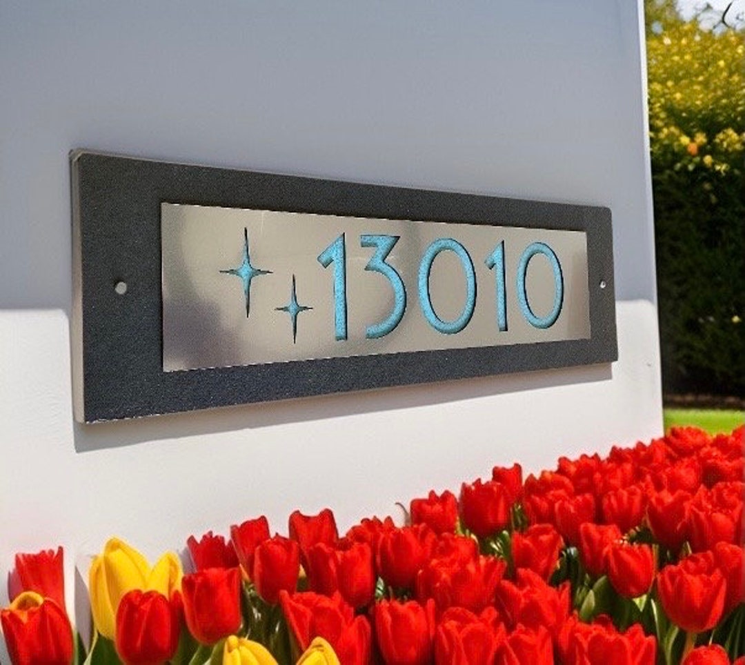 Mid Century Modern HOUSE NUMBERS, Atomic Star Address Plaque - Etsy