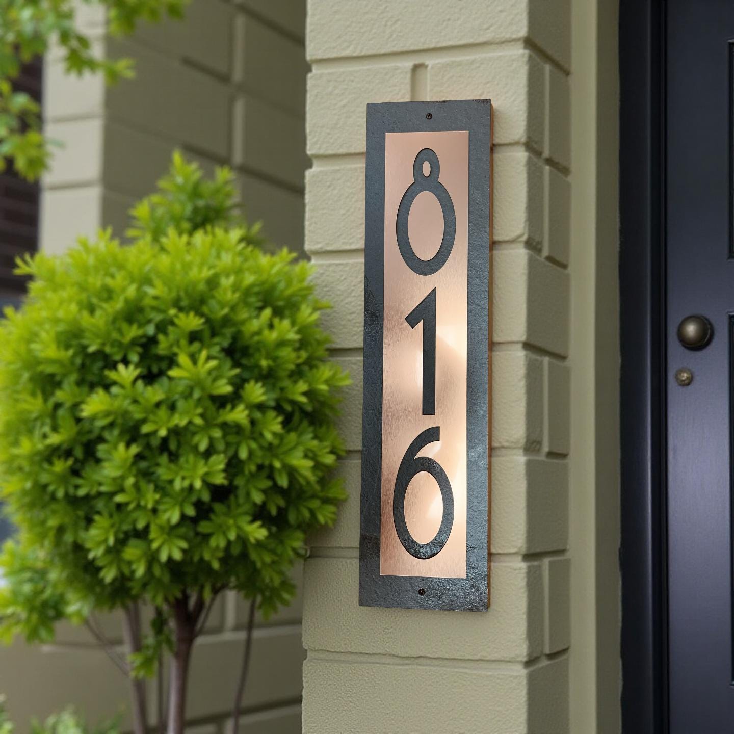 House Numbers Modern Vertical Address Plaque - Etsy