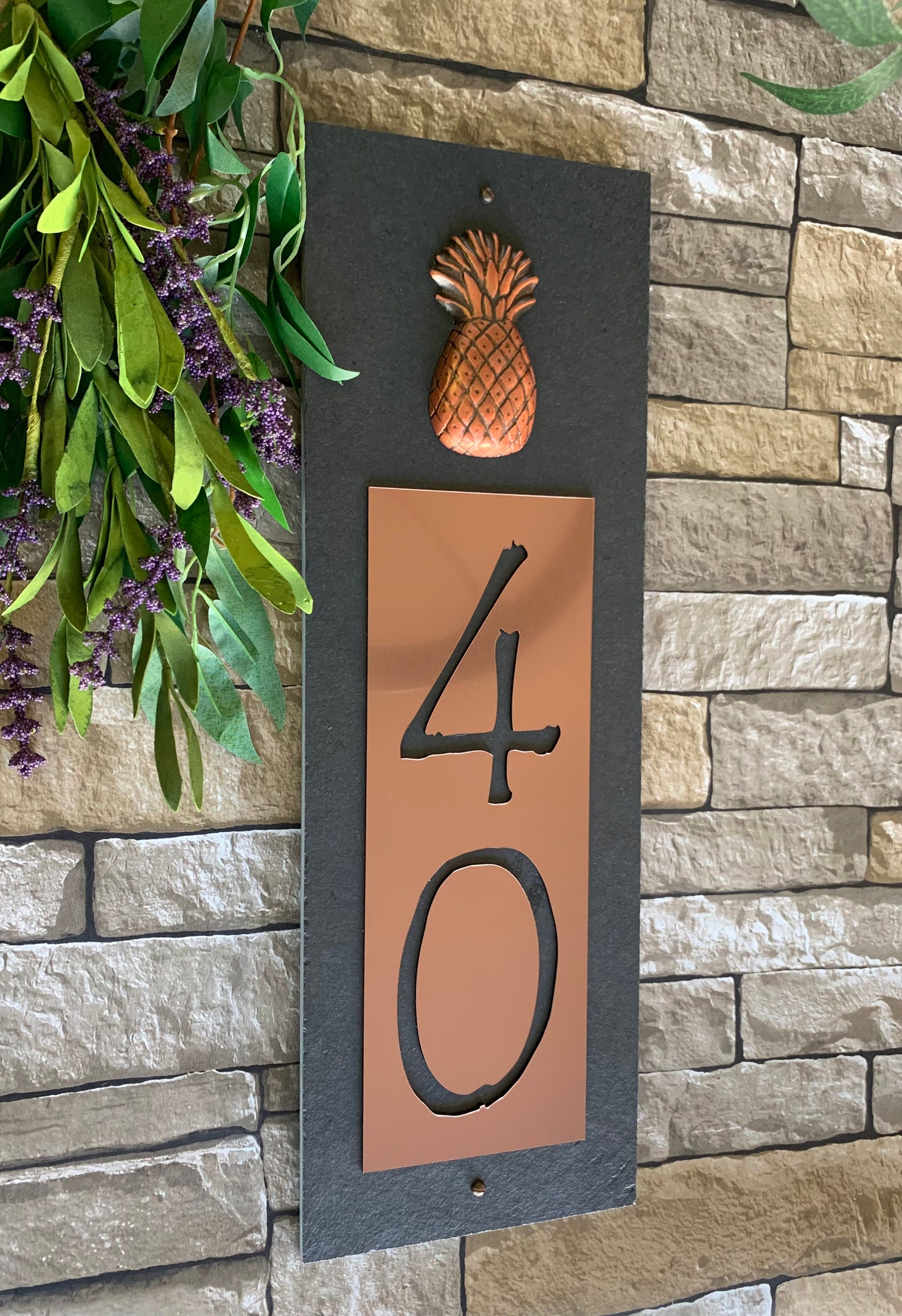 TROPICAL PINEAPPLE House Numbers, Coastal Tropical Vertical Home ...