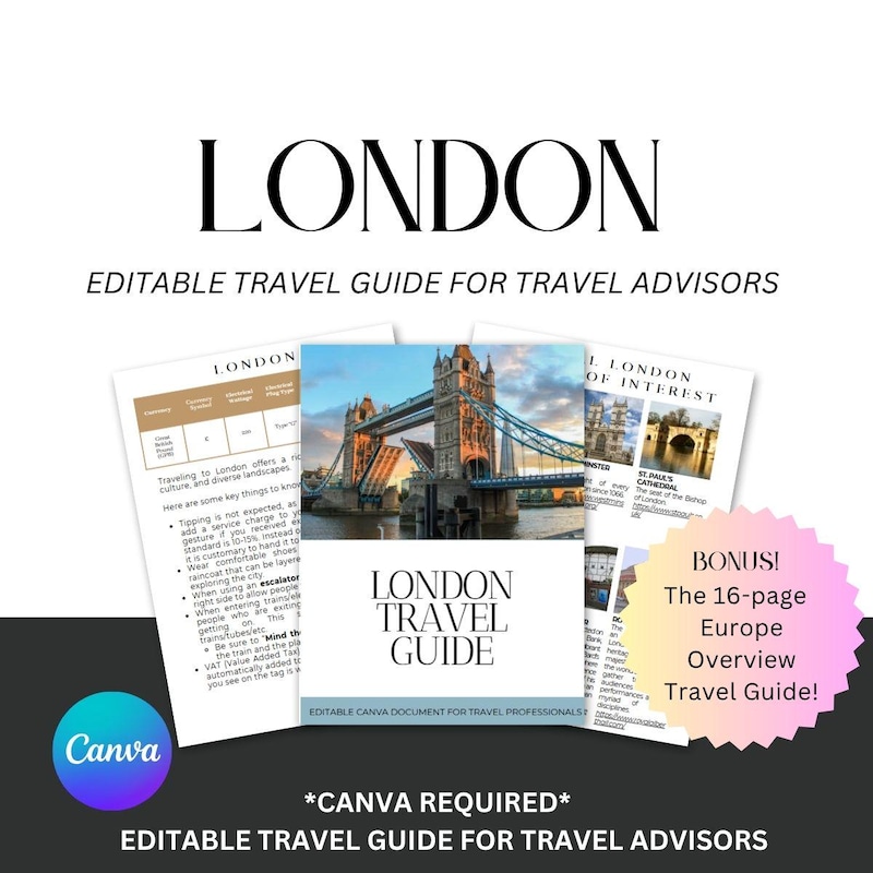 London Travel Tour Guide - Etsy UK