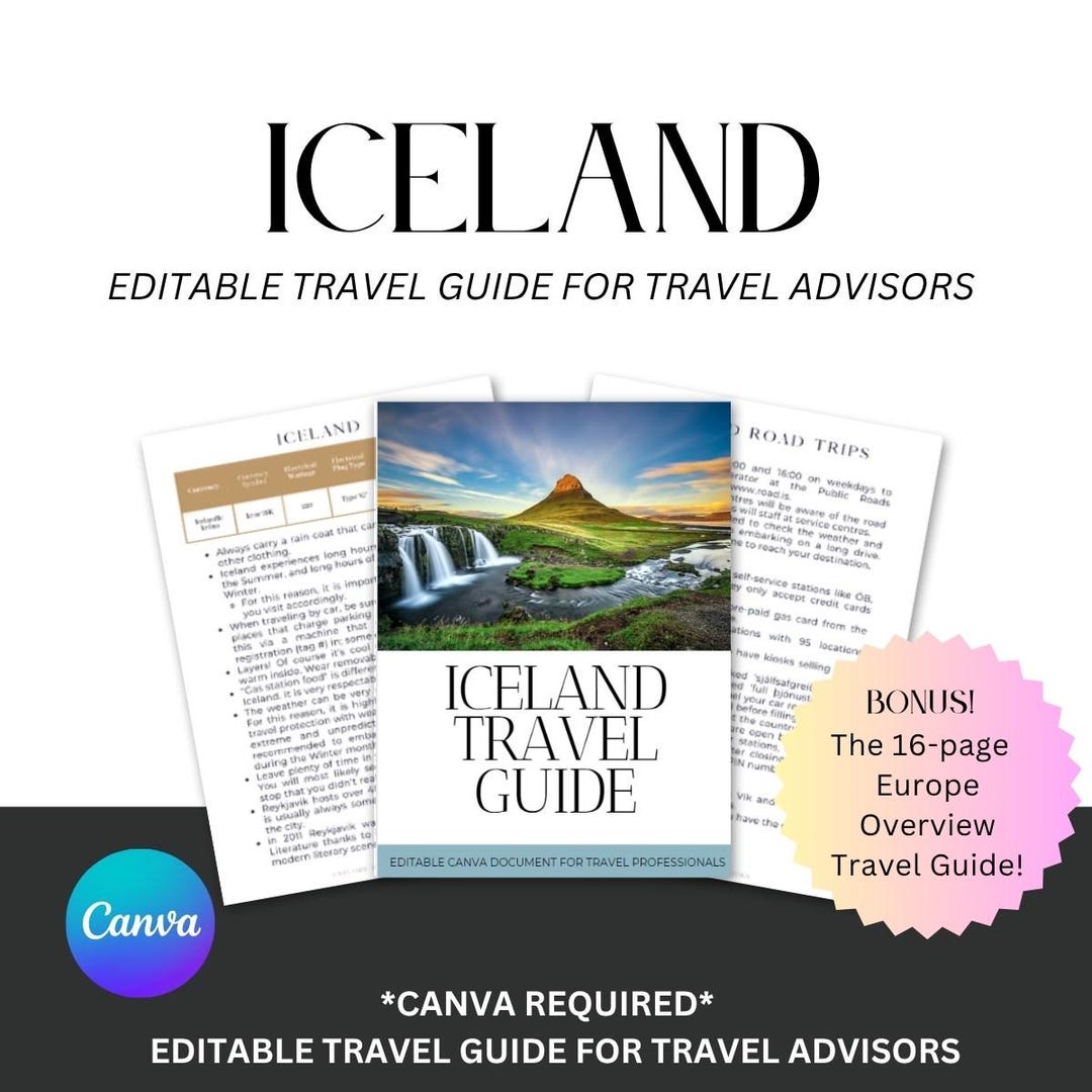 Editable Iceland Travel Guide: Canva Templates for Agents Know Before ...