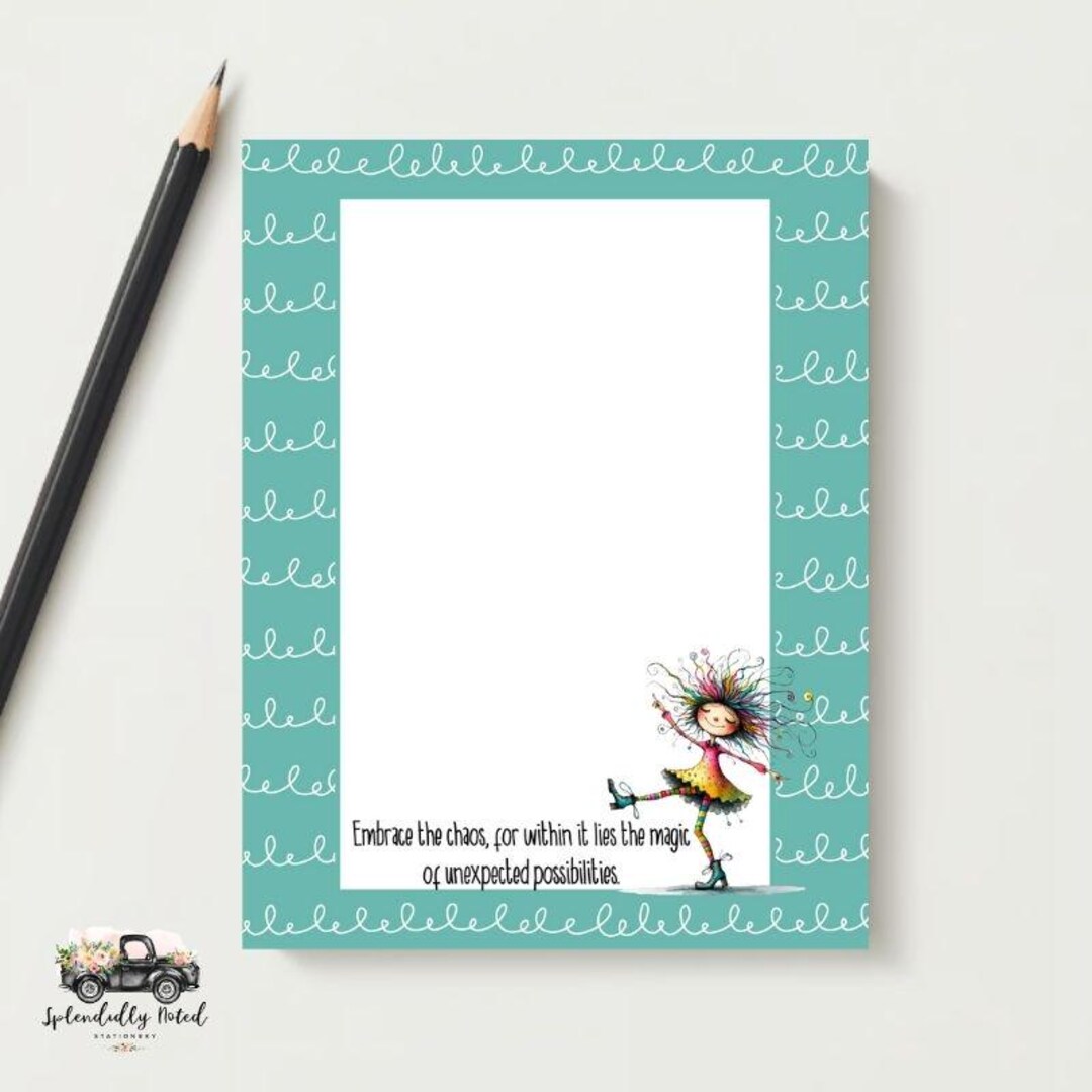 Chaos Whimsical Girl Teal Post-it® Note Pad, Stationery Gift, Office ...