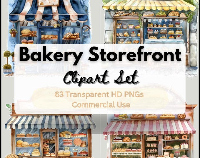 Bakery Shop Watercolor Clip Art Set: High-res Jpgs (digital Download ...