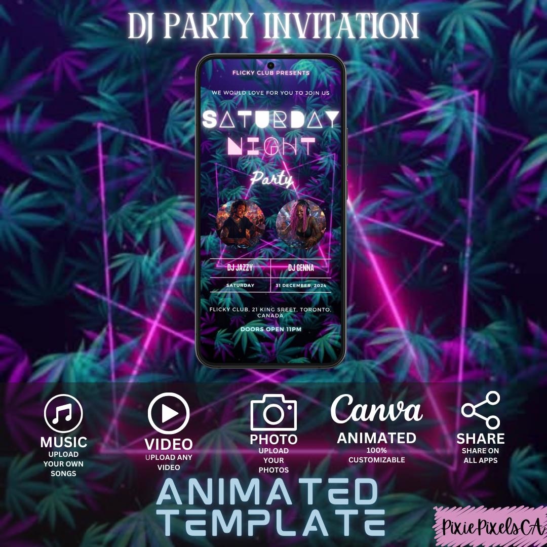 Digital DJ Party Invitation, Birthday Itinerary, Birthday Party Invite ...
