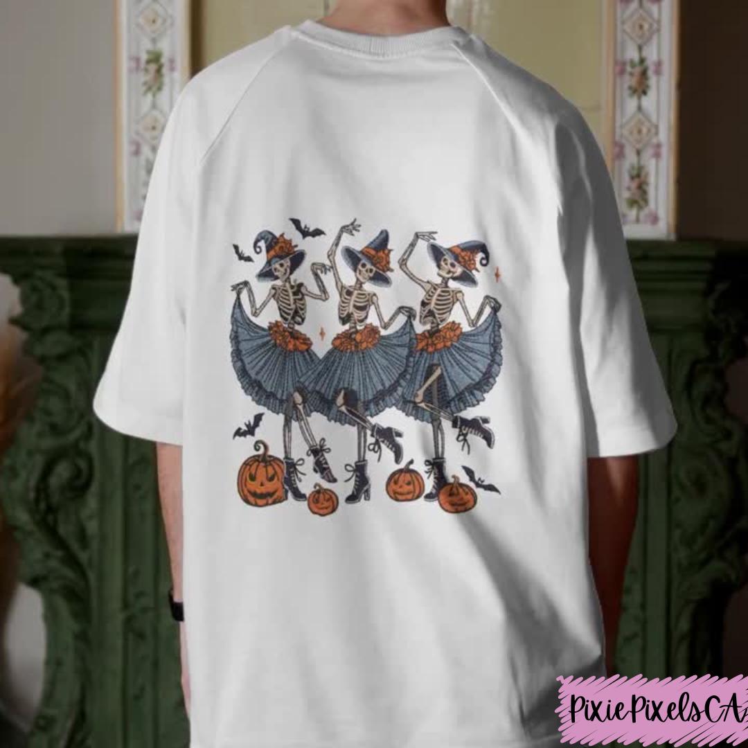 Dancing Witches Skeletons Embroidery Design, Halloween Witch Skeleton ...