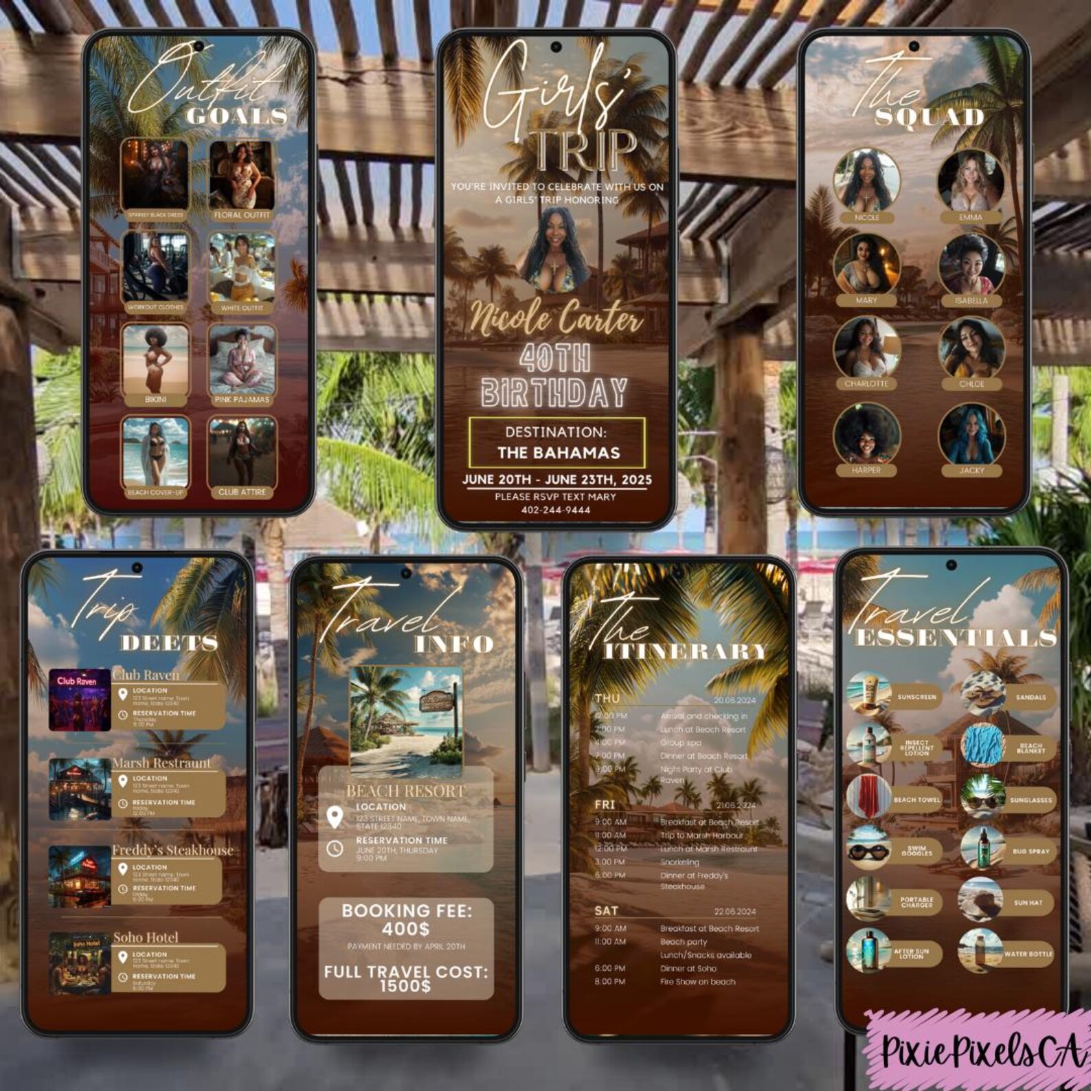 Girls Trip Animated Itinerary: Editable Canva Template (digital ...