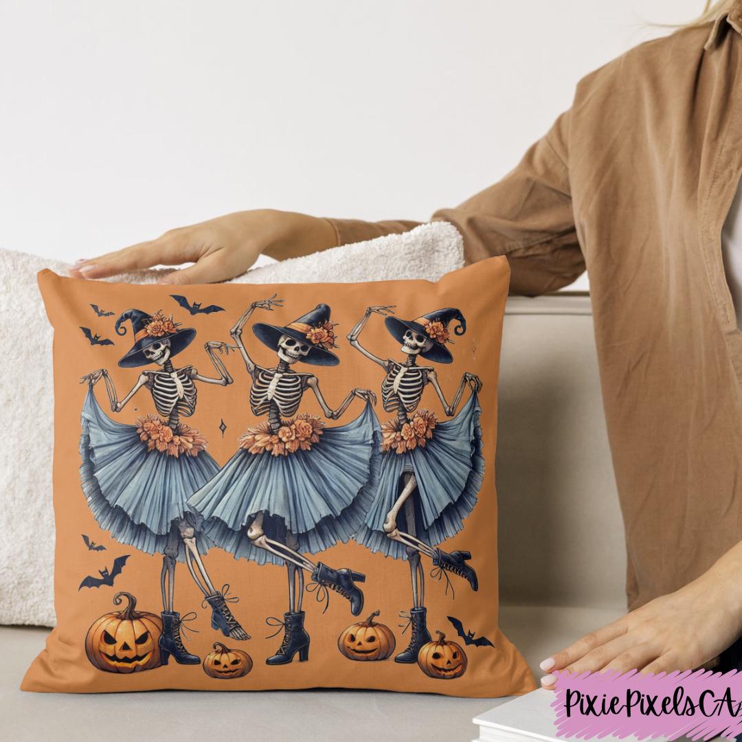 Dancing Witches Skeletons Embroidery Design, Halloween Witch Skeleton ...