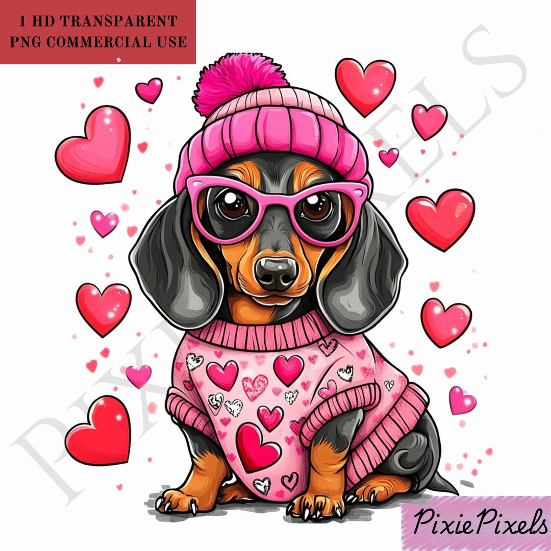 Valentine Dachshund Dog Clipart, Sausage Dog, Valentine's Day Dog Mom ...