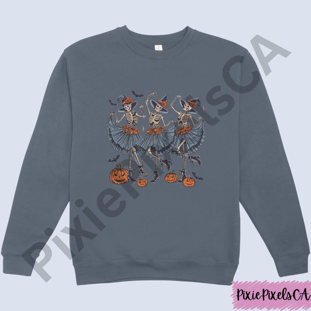 Dancing Witches Skeletons Embroidery Design, Halloween Witch Skeleton ...