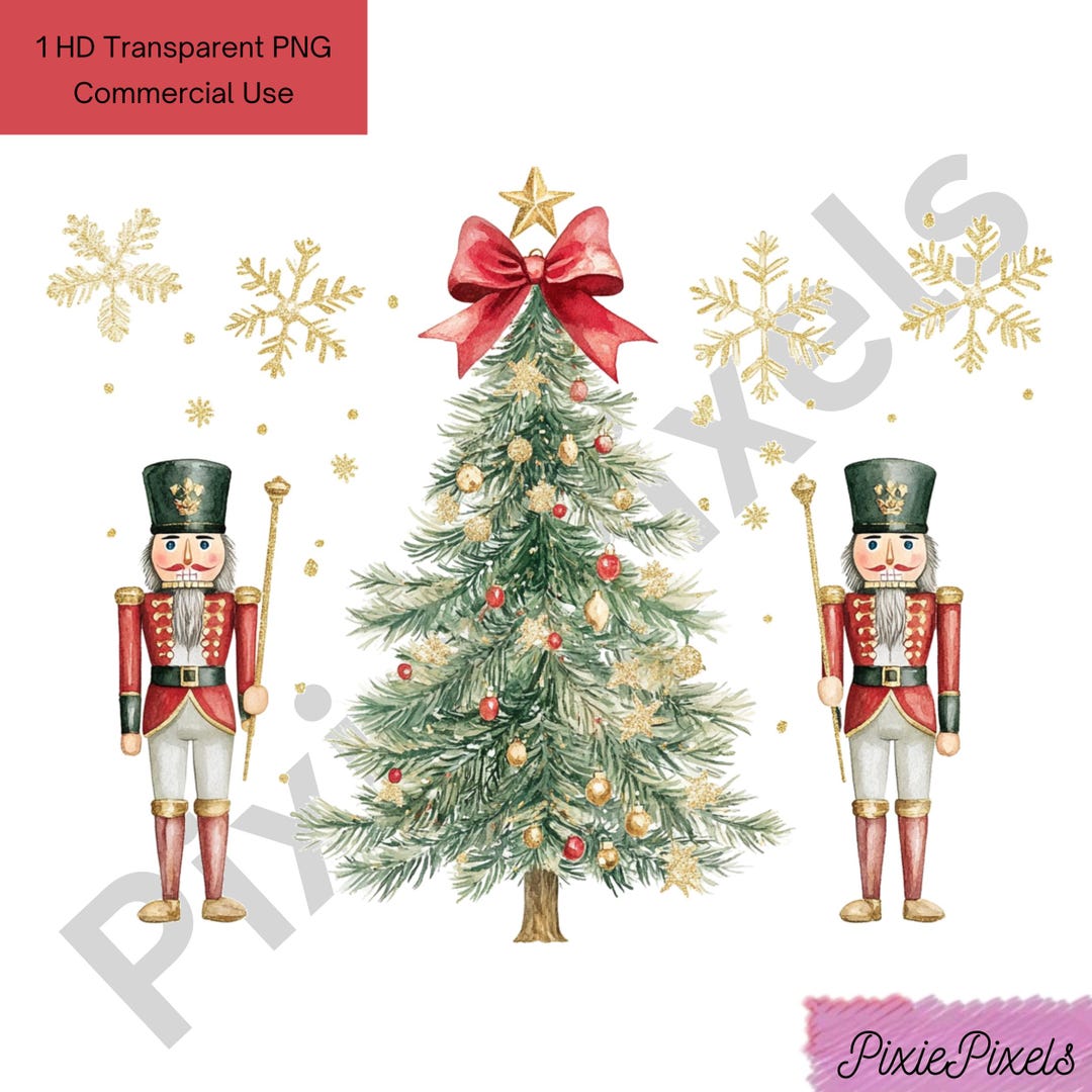 Colorful Coquette Glitter Christmas Tree Nutcrackers Clipart, Girly ...
