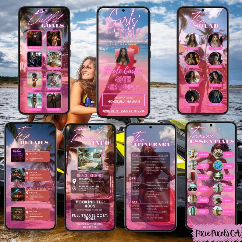 Girls Trip Animated Itinerary Template: Birthday Weekend (digital) - Etsy