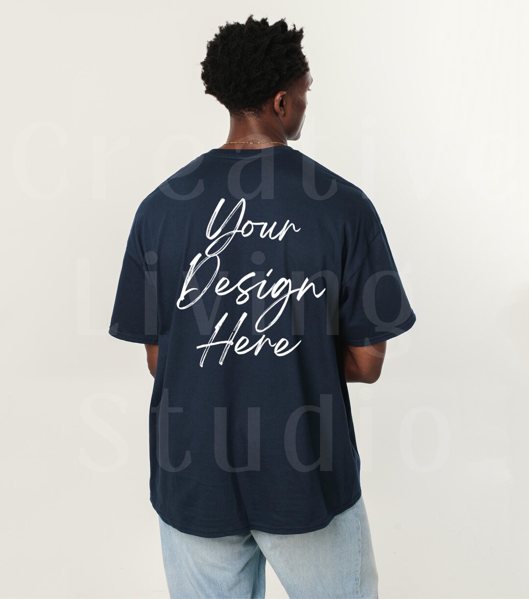 Gildan 5000 Basic T-shirt Mockup, Navy Tshirt Back Mock Up, Trendy ...