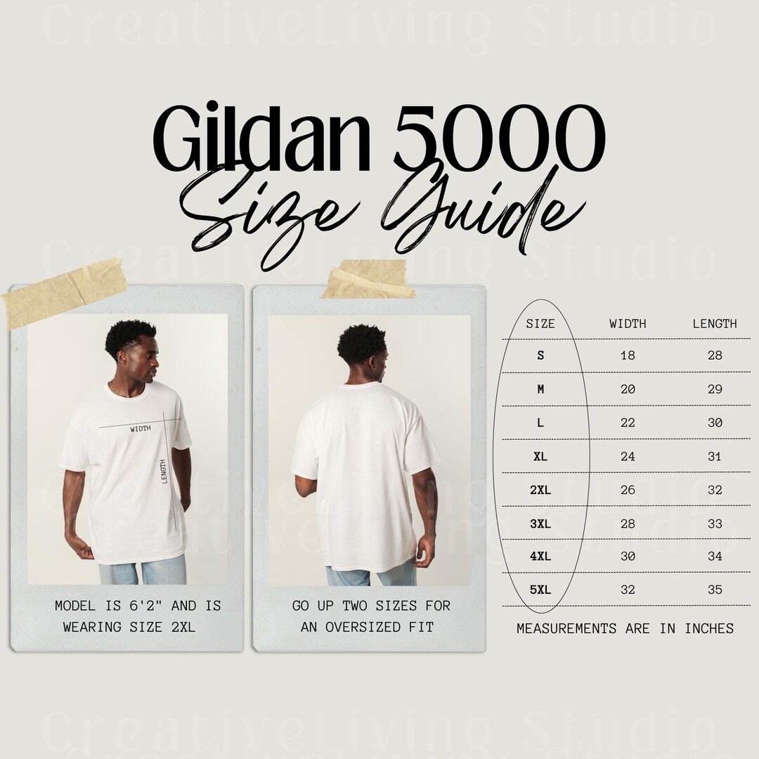 Gildan Tshirt Size Chart, Gildan 5000 Mockup Chart, Gildan T Shirt Size ...