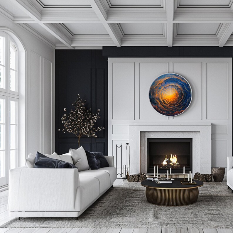 Celestial Portal, Round Art, Circular Colorful Spiral Art, Abstract Fractal Art, Modern Art ...