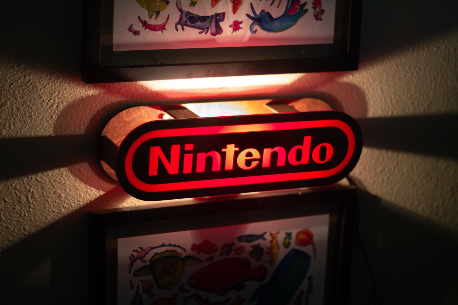 Nintendo Lamp End Table or Wall Mounted Beautiful Vibrant Acrylic and ...