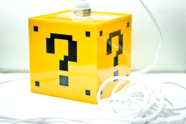 Mario Question Mark Block - Hanging Lamp - Etsy Canada
