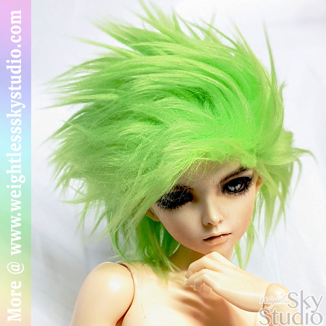 Hidden Dreams™ Neon Green Color Fur Wig for Abjd Doll Size UNCLE SD MSD ...