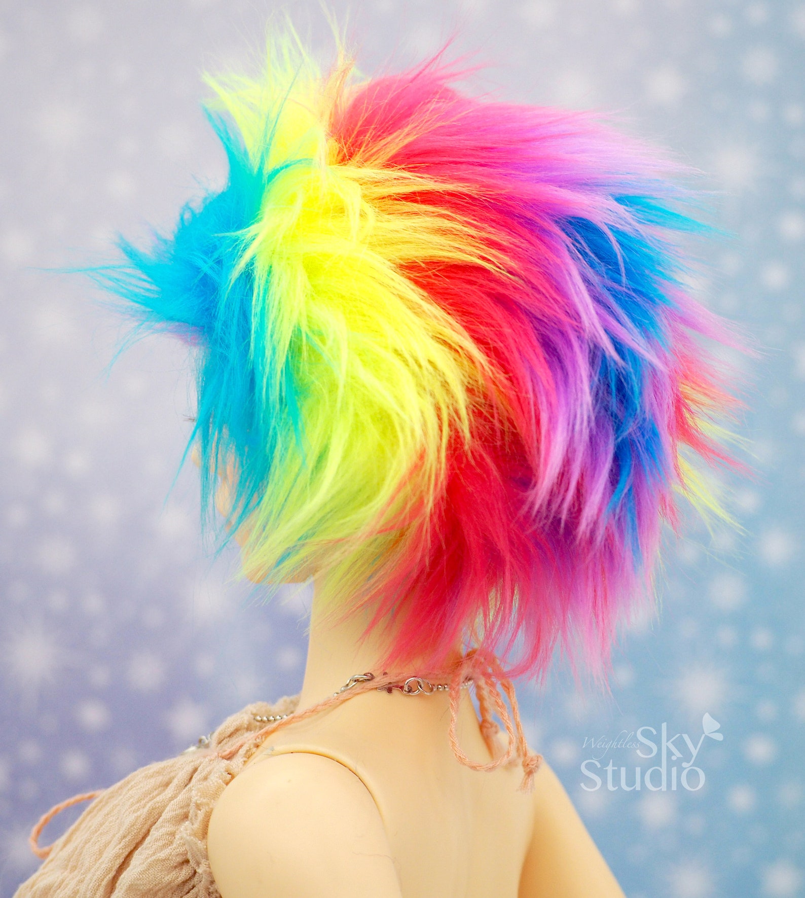 Hidden Dreams™ Rainbow Color Fur Wig Made for Abjd Doll Size UNCLE SD ...