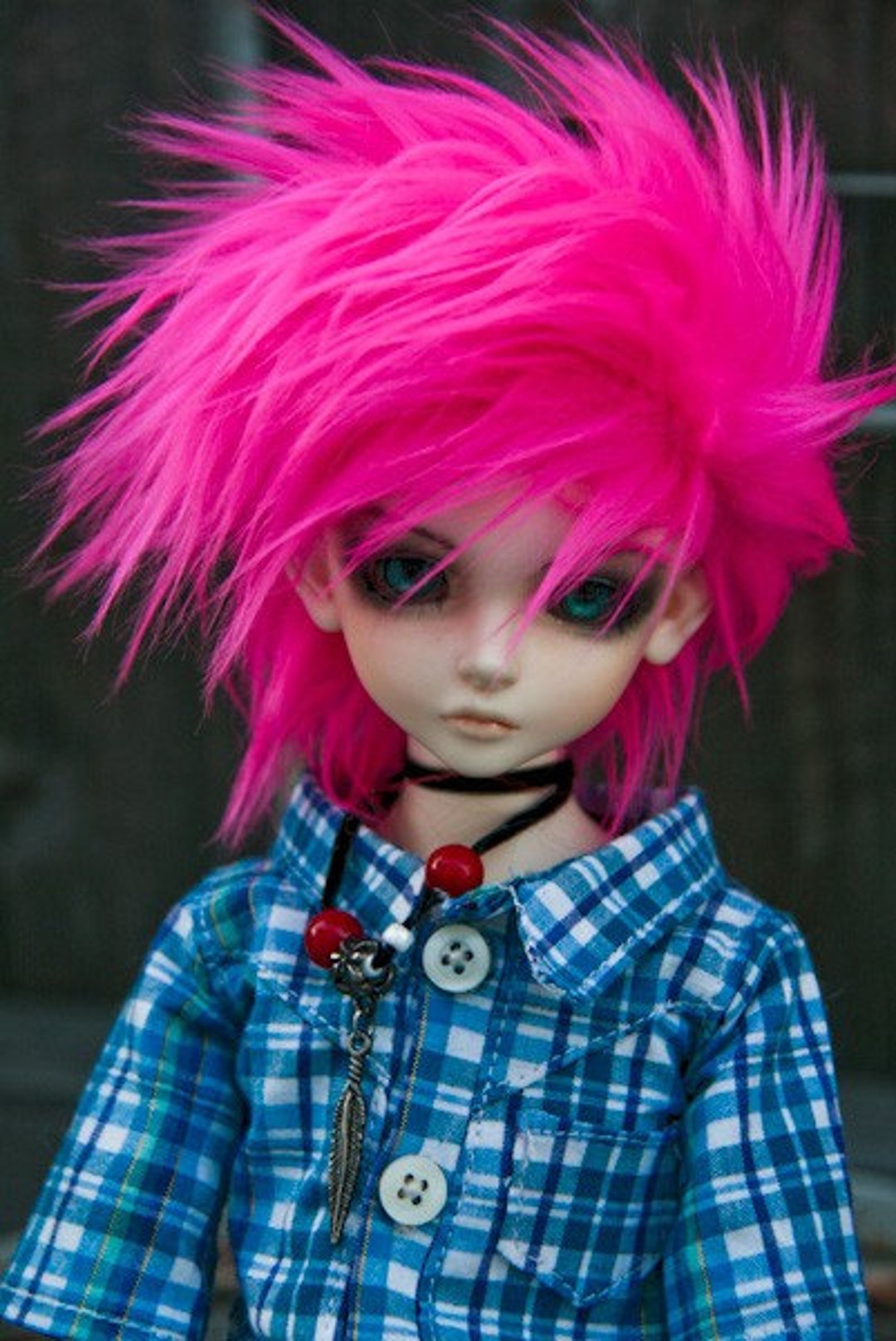 Hidden Dreams™ Hot Pink Color Fur Wig for Abjd Doll Size UNCLE SD MSD ...