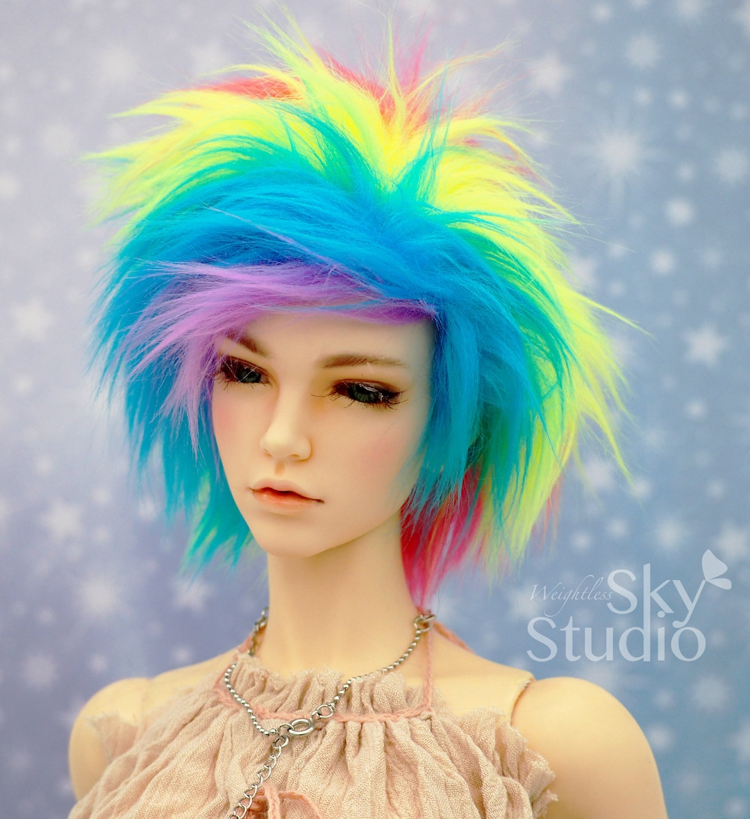 Hidden Dreams™ Rainbow Color Fur Wig Made for Abjd Doll Size UNCLE SD ...