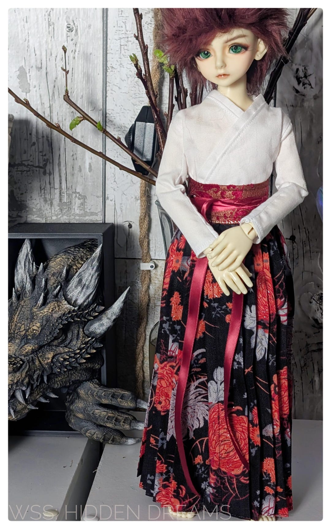 BJD Red and Gray Floral Patterns Ming Dynasty Traditional Mamianqun ...