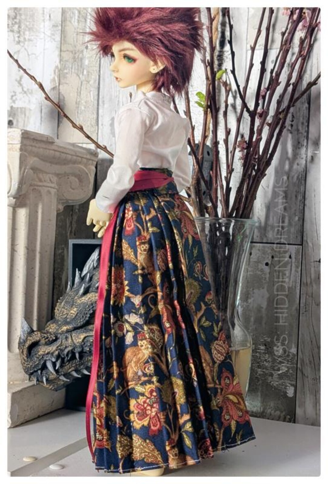 BJD Ming Dynasty Traditional Mamianqun Hanfu Skirt With Vintage Floral ...