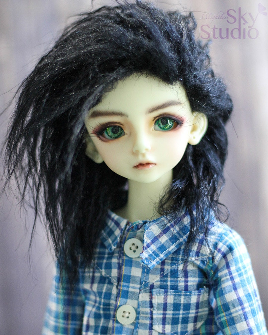 Hidden Dreams™ Long Wavy Black Color Fur Wig for Abjd Doll Size UNCLE ...