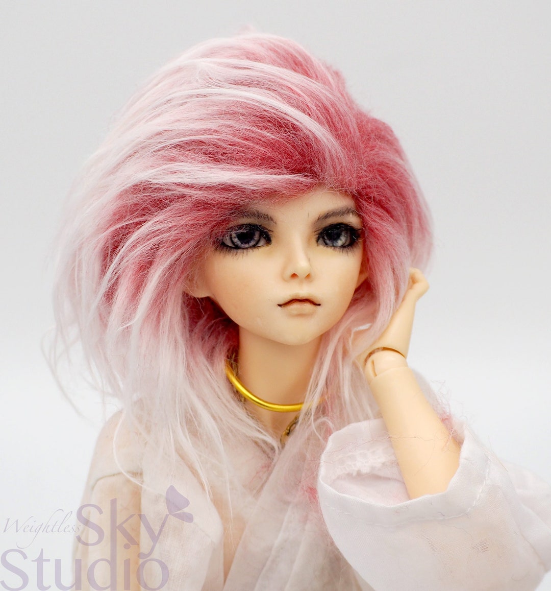 Hidden Dreams™ Ombre Red Color Fur Wig Made for Abjd Doll Size UNCLE SD ...