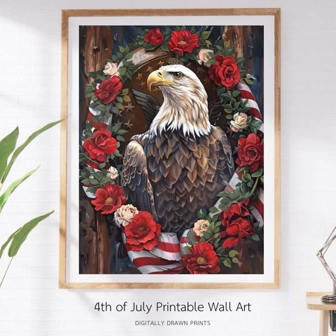 4th of July Printable Wall Art,bald Eagle Great of July Wall Art Print ...