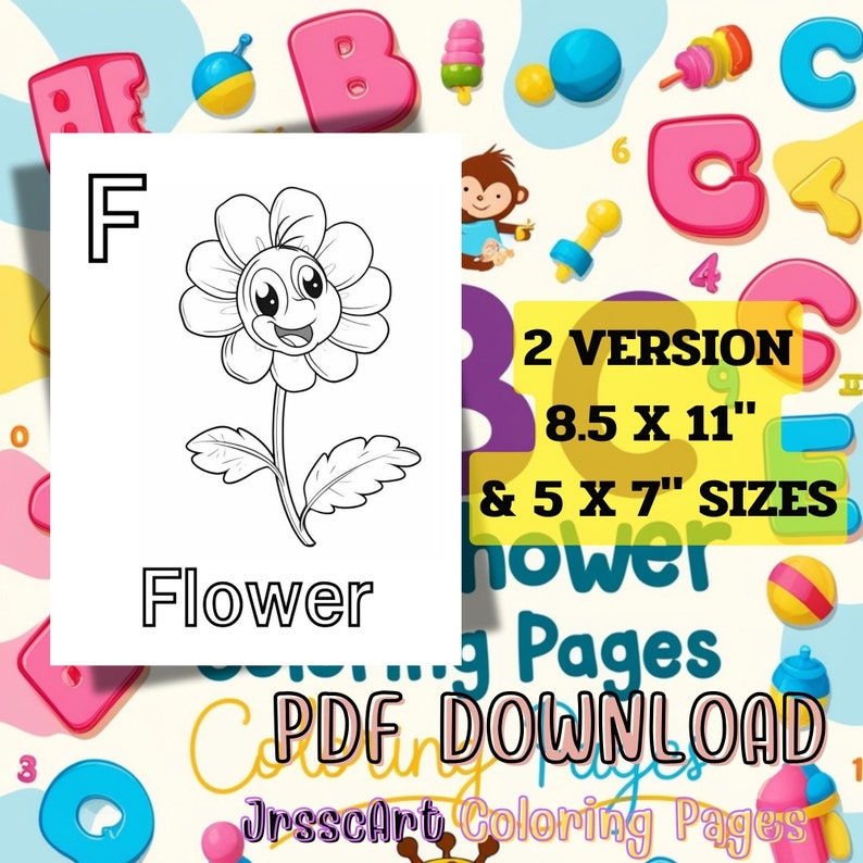 26 Pages ABC Baby Shower Coloring Book, Baby's First ABC Book,adorable ...