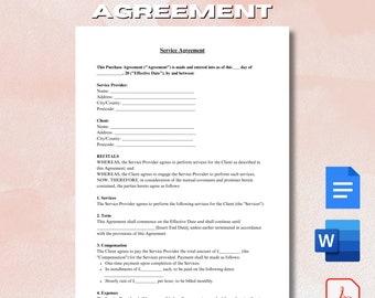 Non-disclosure Agreement Mircrosoft Word / Google Docs Editable and Printable PDF File - Etsy