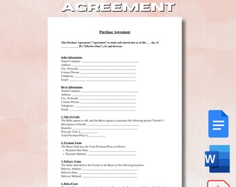 Non-disclosure Agreement Mircrosoft Word / Google Docs Editable and Printable PDF File - Etsy