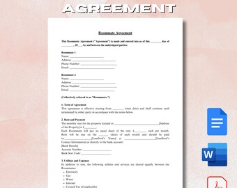 Employment Agreement - Mircrosoft Word / Google Docs Editable and Printable PDF File - Etsy