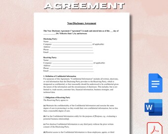 Employment Agreement - Mircrosoft Word / Google Docs Editable and Printable PDF File - Etsy