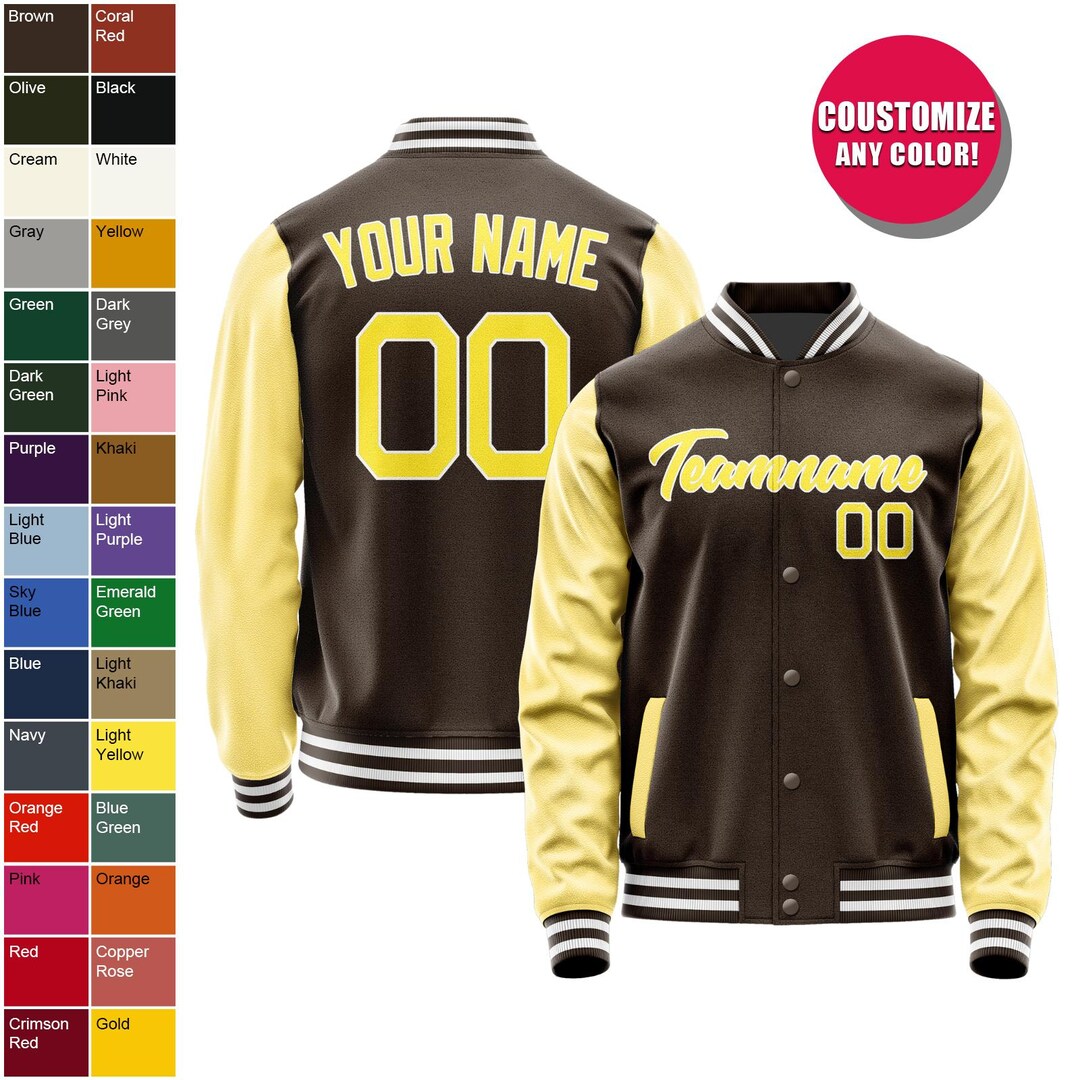 Men's Brown Varsity Jacket Custom Letterman Jacket Personalized ...